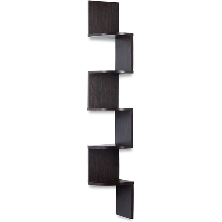 Ebern Designs Corner Shelf Espresso - 5 Tier Corner Shelf Unit - Ideal ...