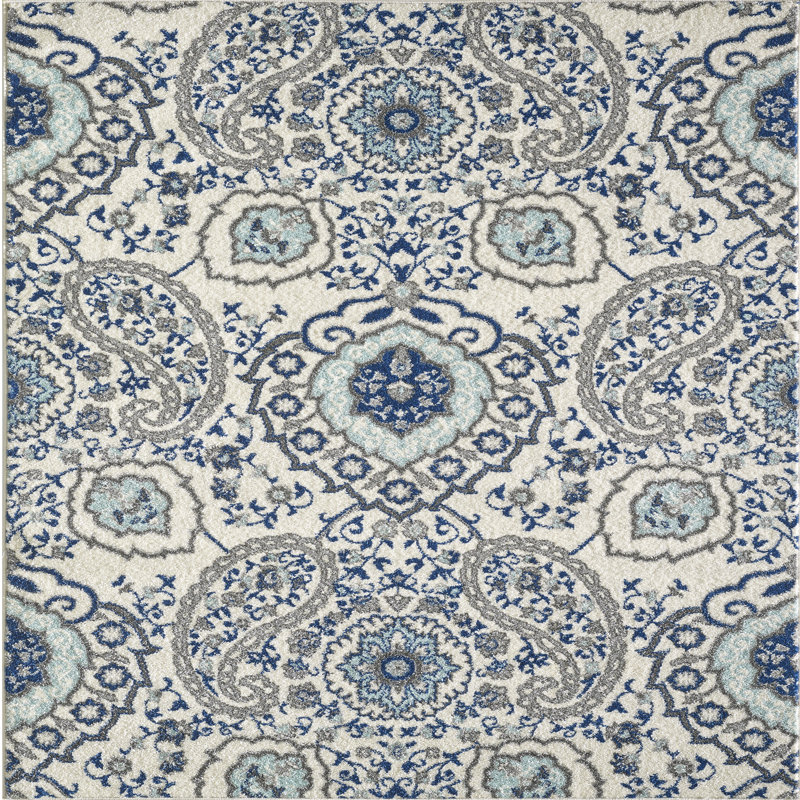 World Menagerie Fancy Paisley Cream/Blue Area Rug & Reviews | Wayfair