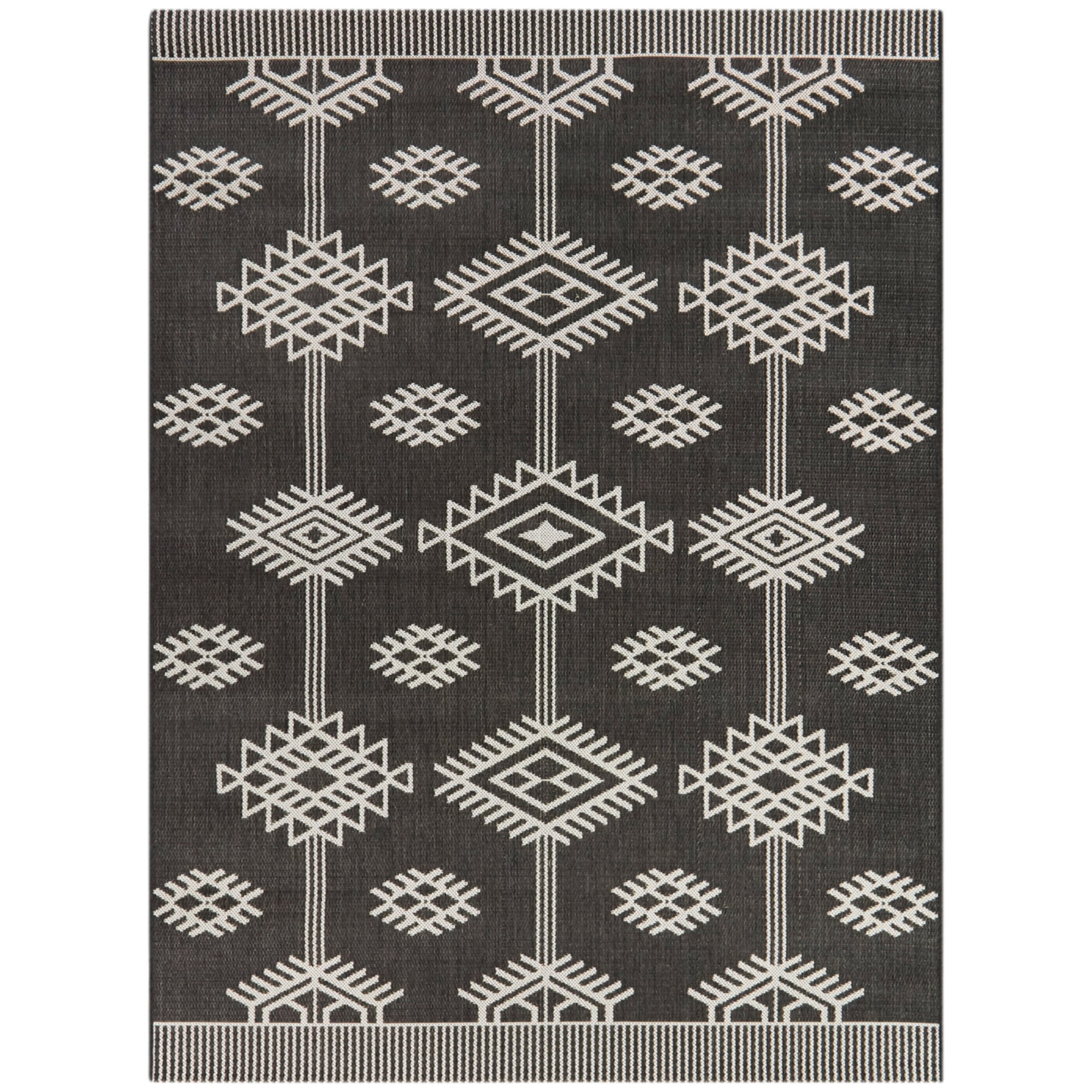Foundry Select Gwyn Flatweave Black/White Indoor/Outdoor Rug | Wayfair