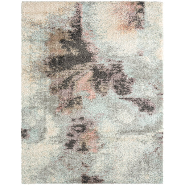 17 Stories Abstract Shag Greys/Pastels Area Rug | Wayfair