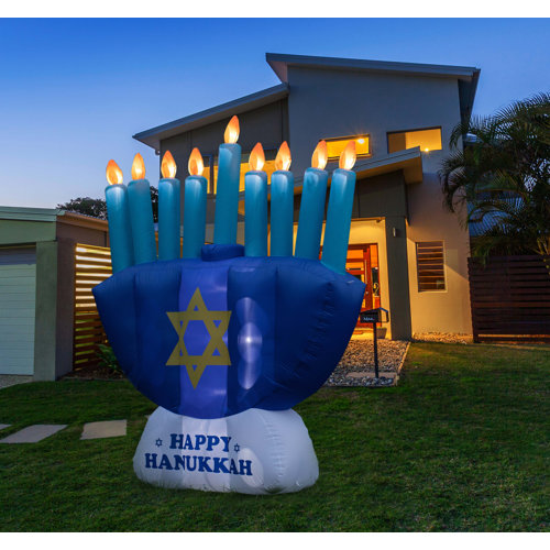 The Holiday Aisle® Giant Hanukkah Inflatable Menorah - Yard Decor With ...