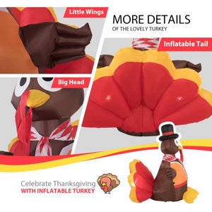 The Holiday Aisle® Dejah 5ft Height Thanksgiving Inflatable LED Lighted ...