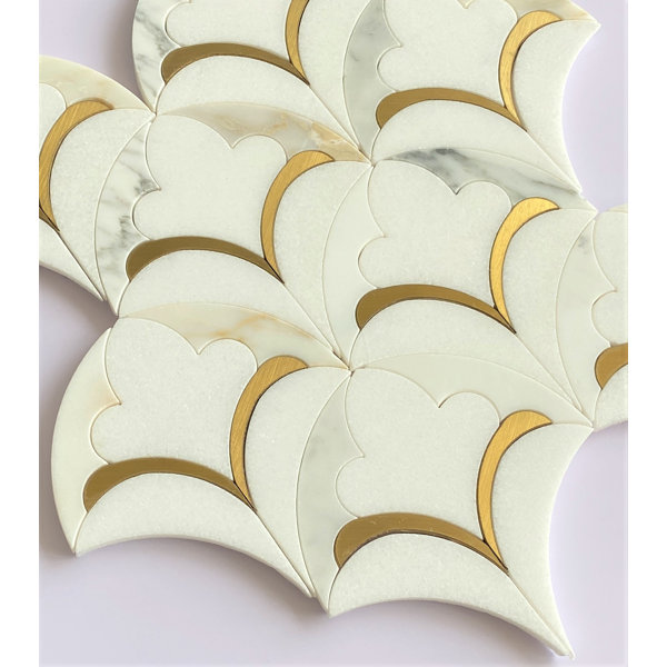 ES Stone Water Jet Water Jet 14" x 13" Marble Mosaic Tile | Wayfair