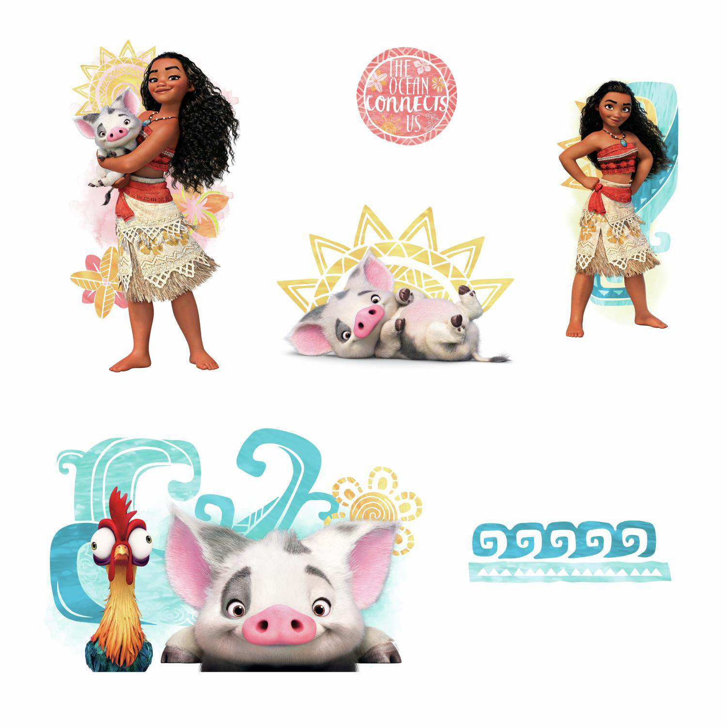 Room Mates Disney Moana and Friends Peel and Stick Wall Decal | Wayfair