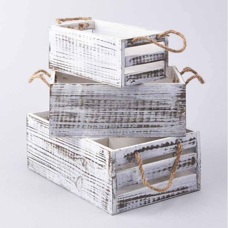 Gracie Oaks 3 Piece Wood Crate Set & Reviews | Wayfair
