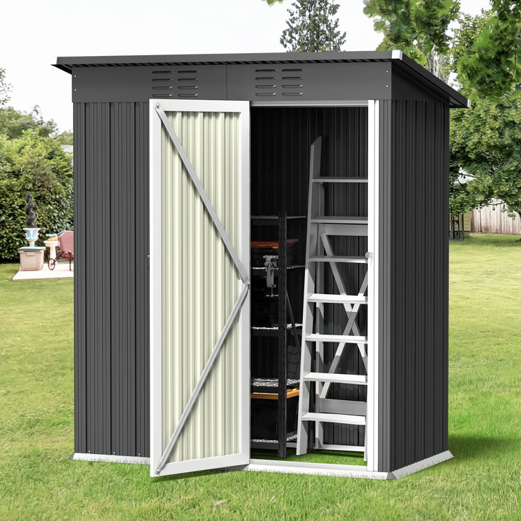Aiho 5 ft. W X 3 ft. D Metal Vertical Storage Shed & Reviews | Wayfair
