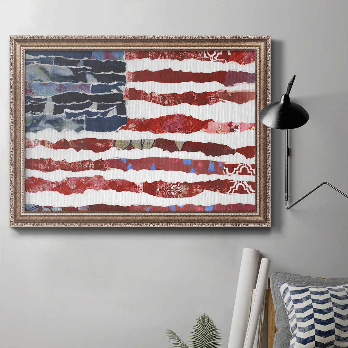 Rosalind Wheeler Patriotic Collage Flag II - Picture Frame Painting on ...