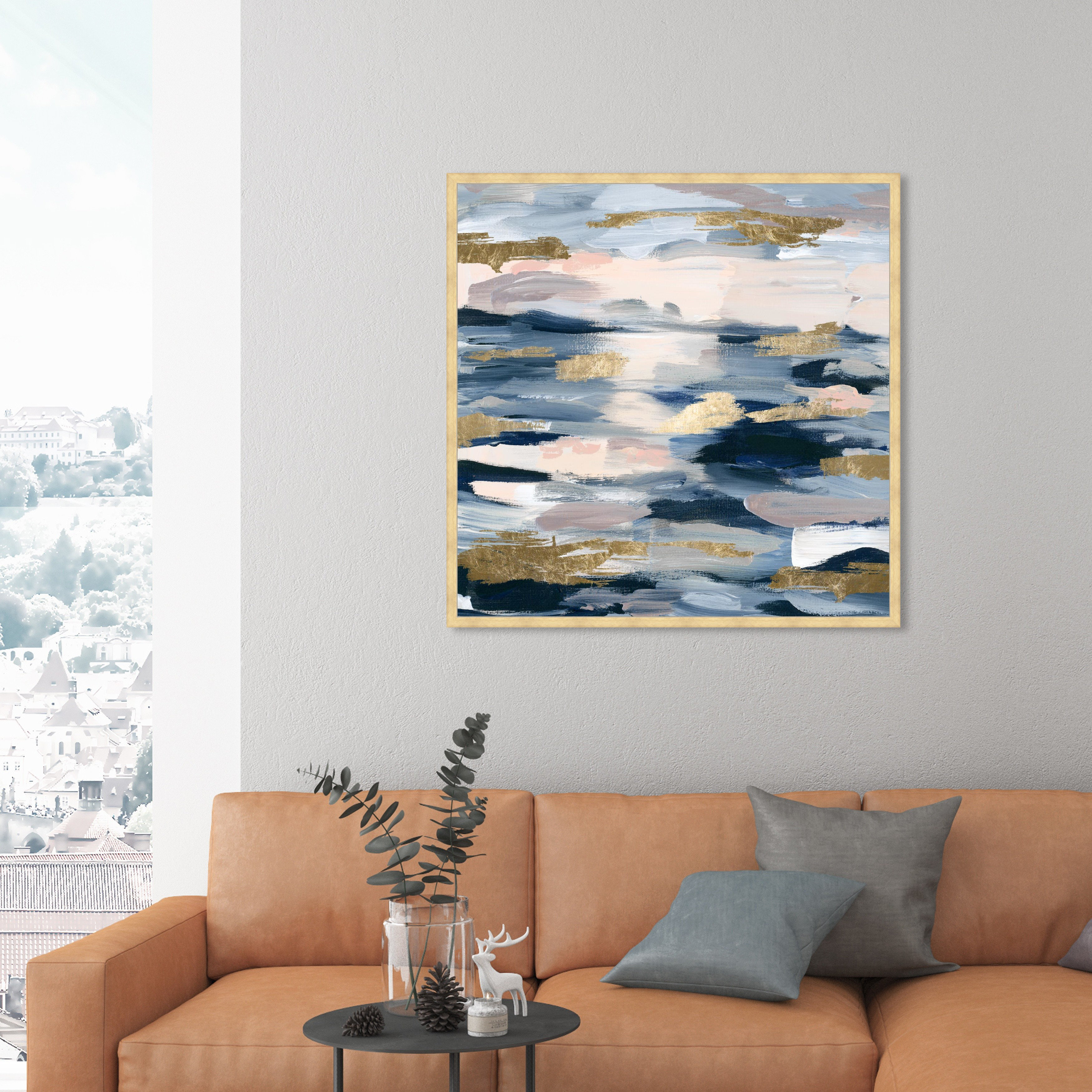 Everly Quinn Abstract Smoke On The Water Gold - Picture Frame Graphic ...