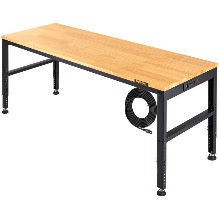 VEVOR 61" W Adjustable Height Wood Top Workbench | Wayfair