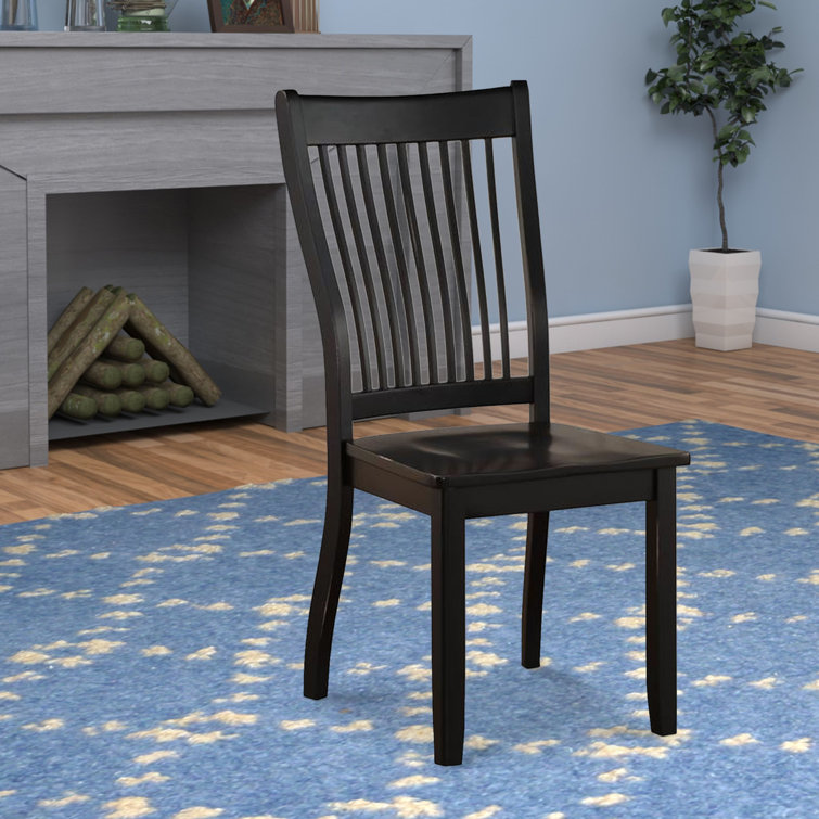 August Grove® Howden Solid Wood Slat Back Side Chair in Black | Wayfair.ca