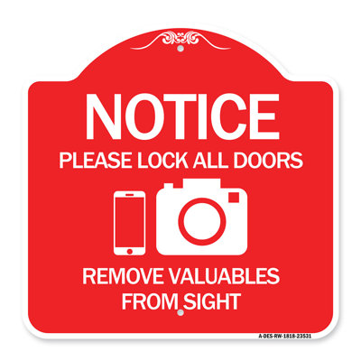Signmission Designer Series Sign - Notice Please Lock All Doors Remove ...