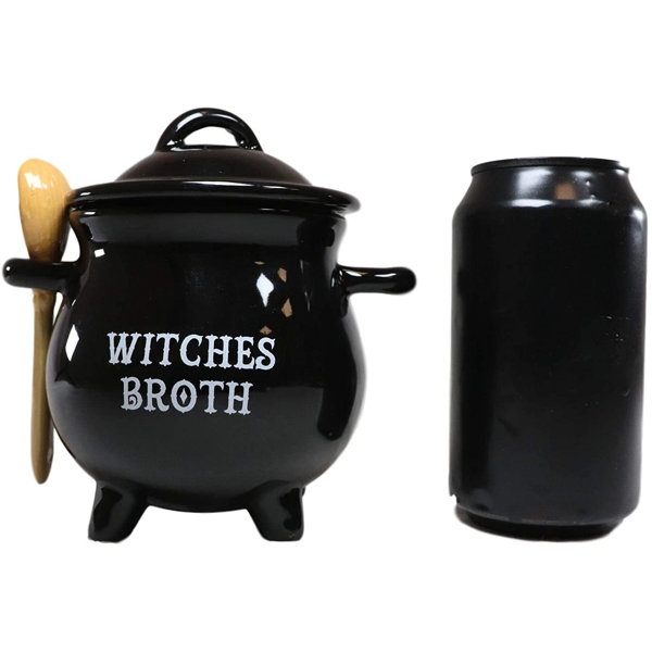 The Holiday Aisle® Ebros Ceramic Wicca Hocus Pocus Witch Black Cauldron ...