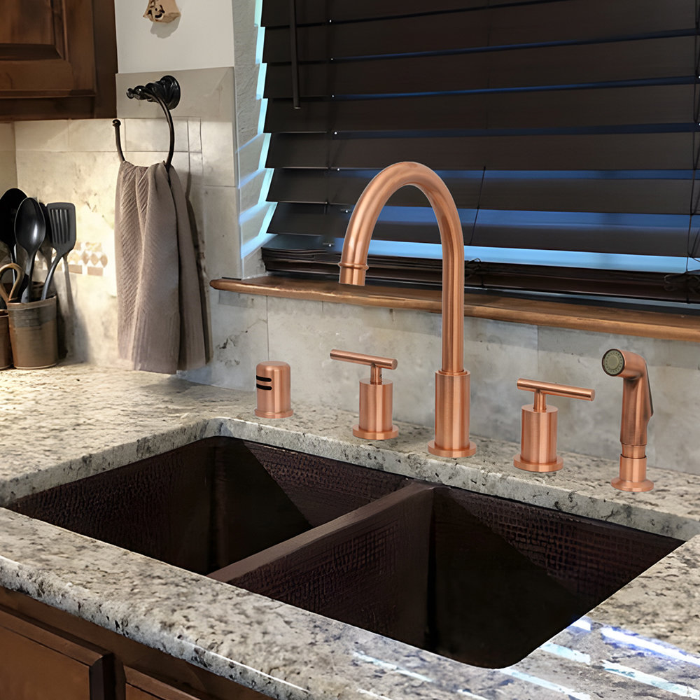 Akicon Double Handle Kitchen Faucet With Side Spray | Wayfair