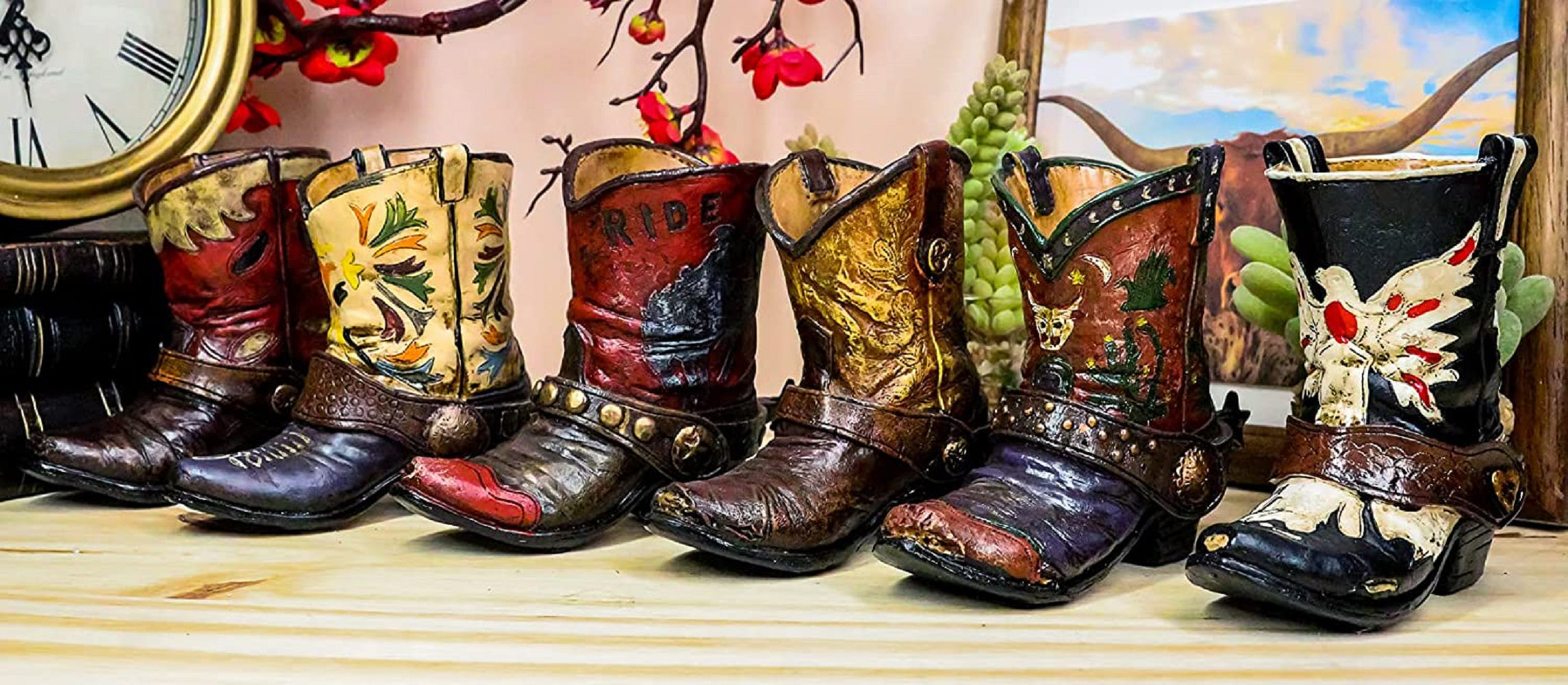 Union Rustic Ebros Pack Of 6 Assorted Western Vintage Finished Cowboy ...