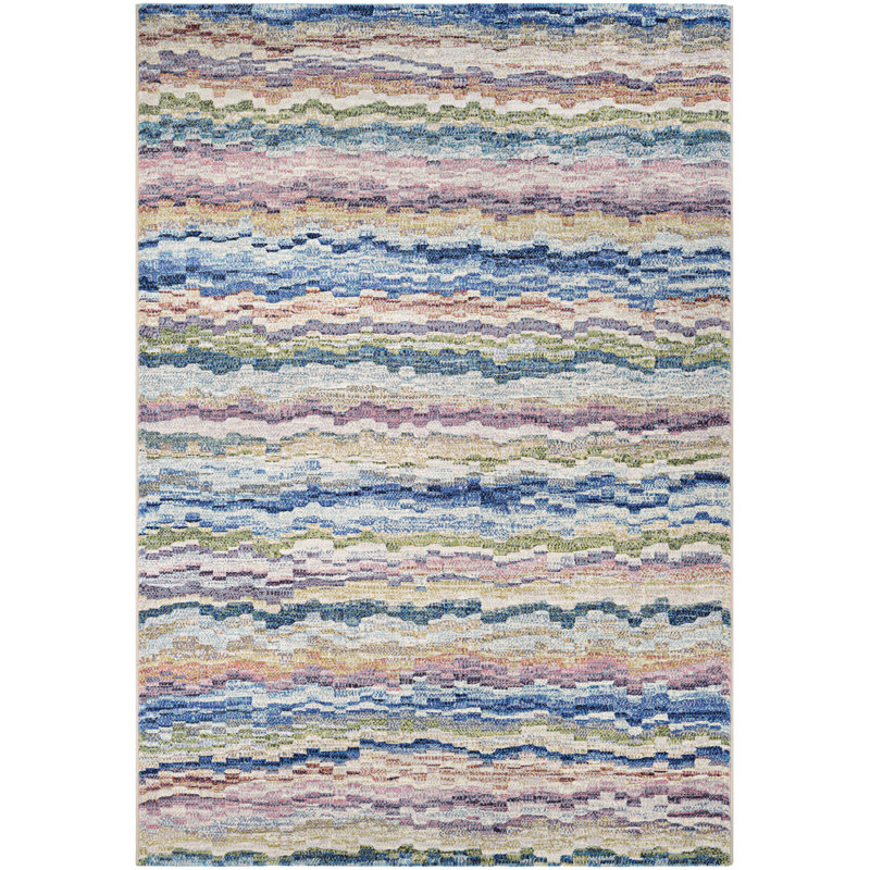 Latitude Run Lou Bone/Ocean Blue Area Rug & Reviews | Wayfair
