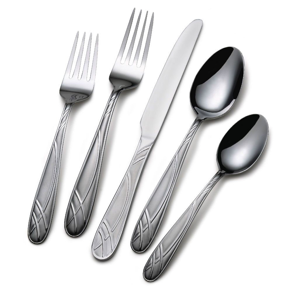 Pfaltzgraff Hoopla Frost 20-Piece Stainless Steel Flatware Set, Service ...