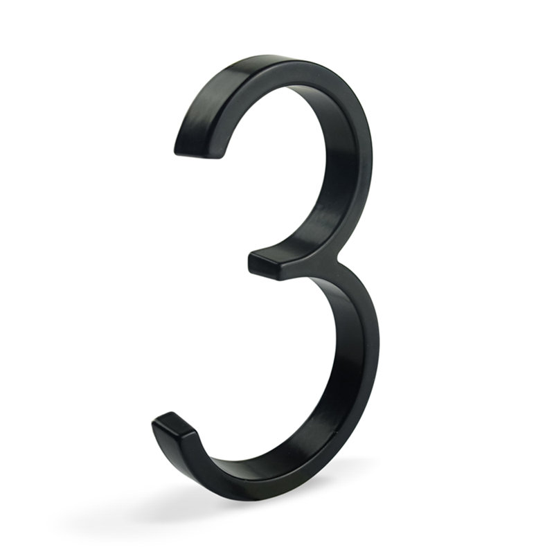 HASWARE 5Inch Black 5'' H Reflective Metal Floating Mount House Number ...