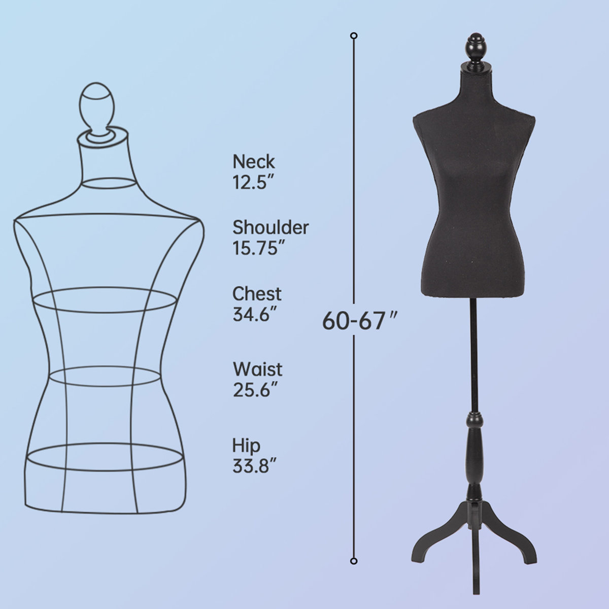 FDW Mannequin 67" H x 34.6" W x 15.75" D Dress Form & Reviews | Wayfair