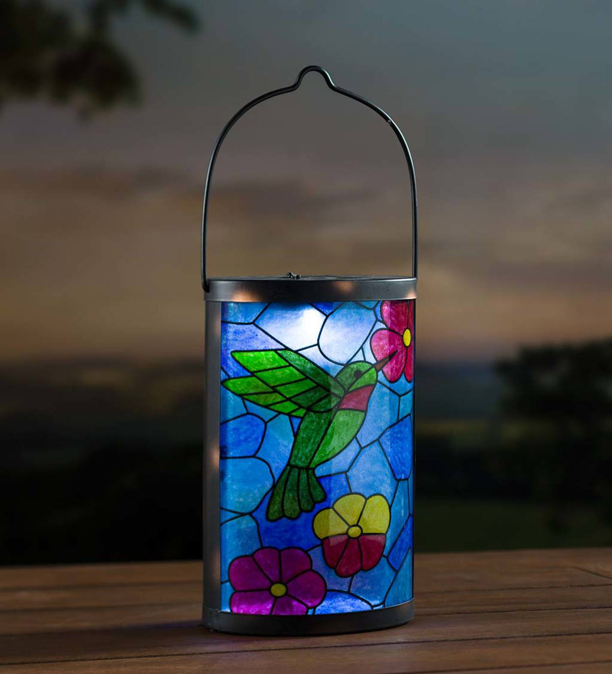 Plow & Hearth Mosaic Hummingbird Solar Decorative Lantern | Wayfair