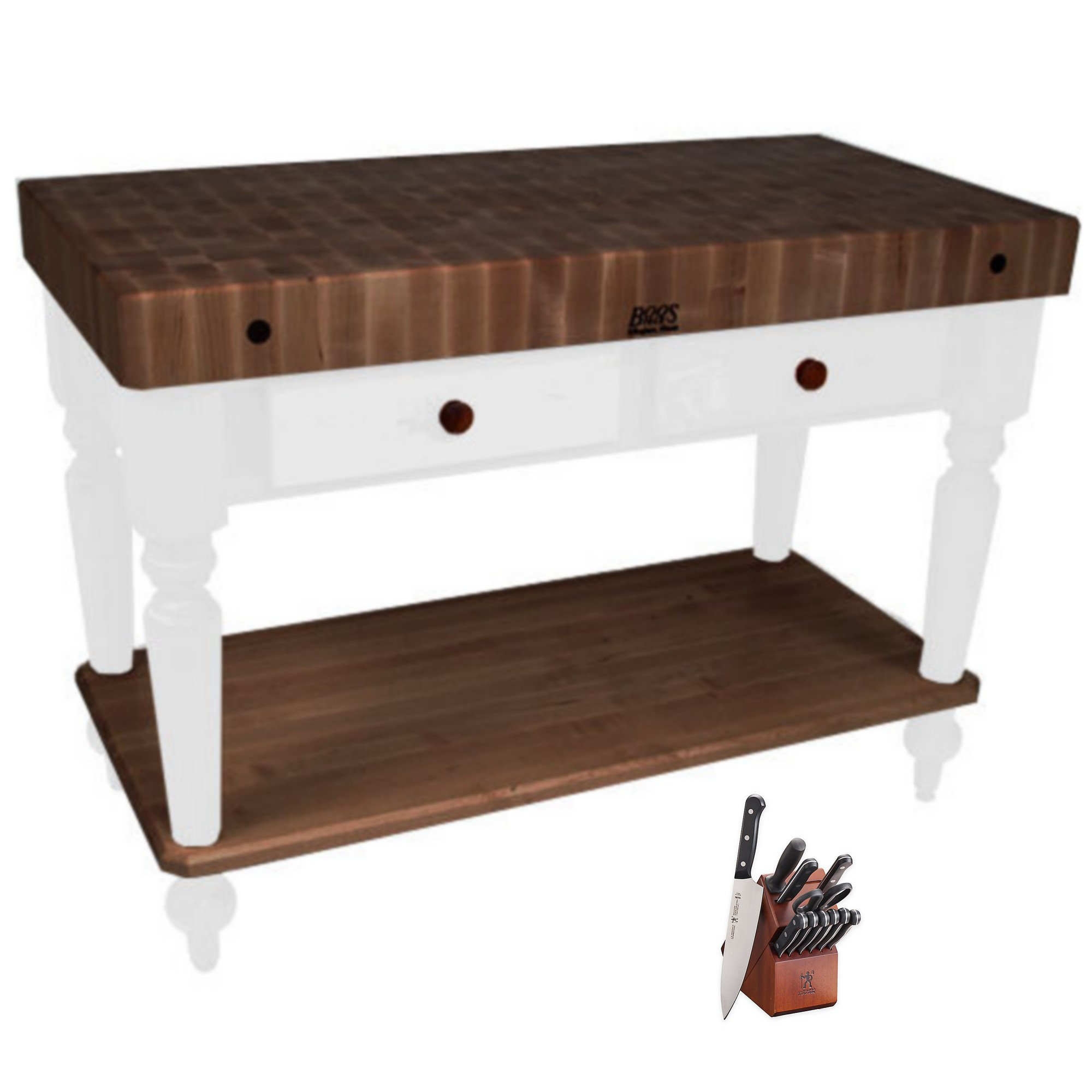 John Boos Butcher Blocks 48'' Wide Rolling Prep Table with Solid Wood ...