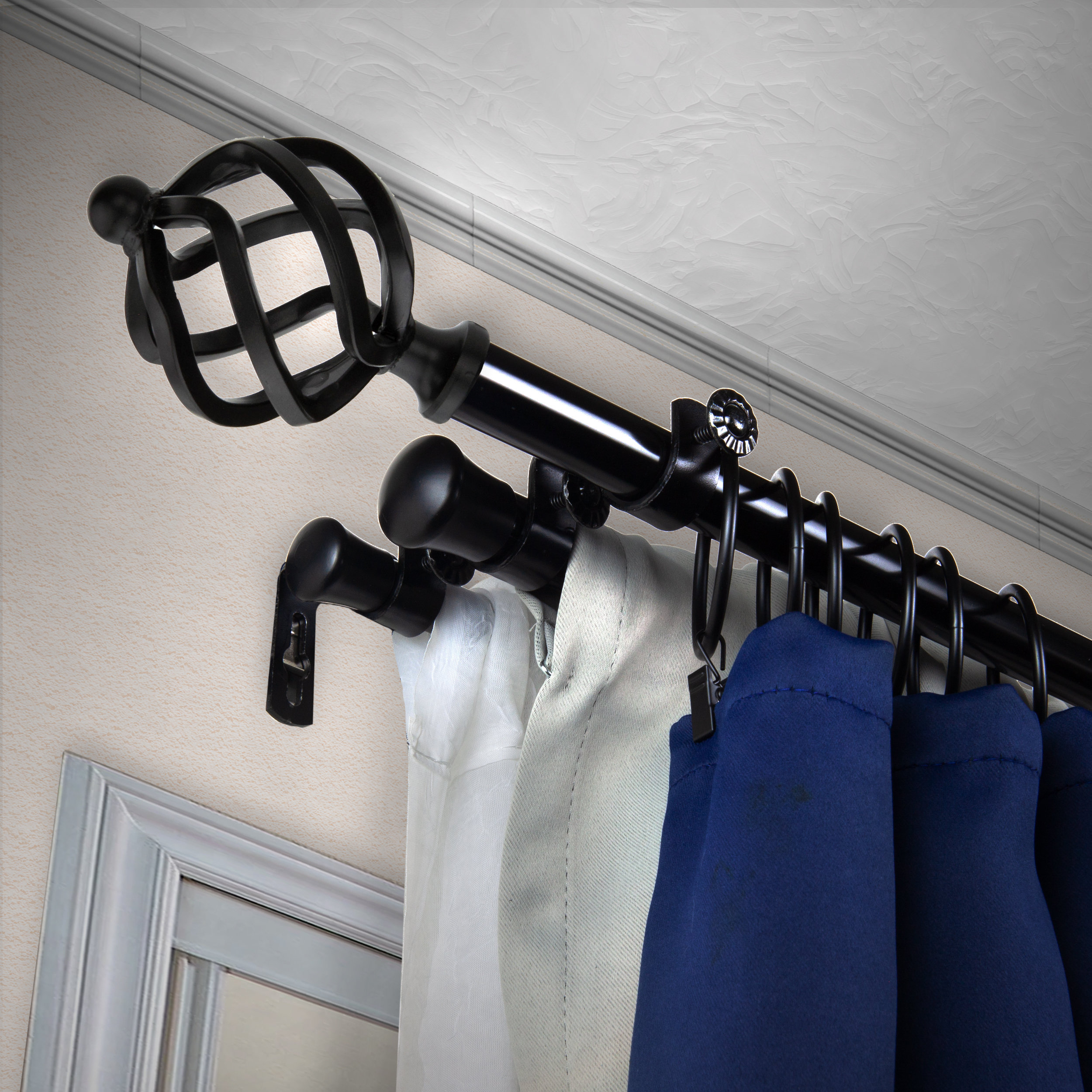 Charlton Home® Kelwynne Adjustable Triple Curtain Rod | Wayfair