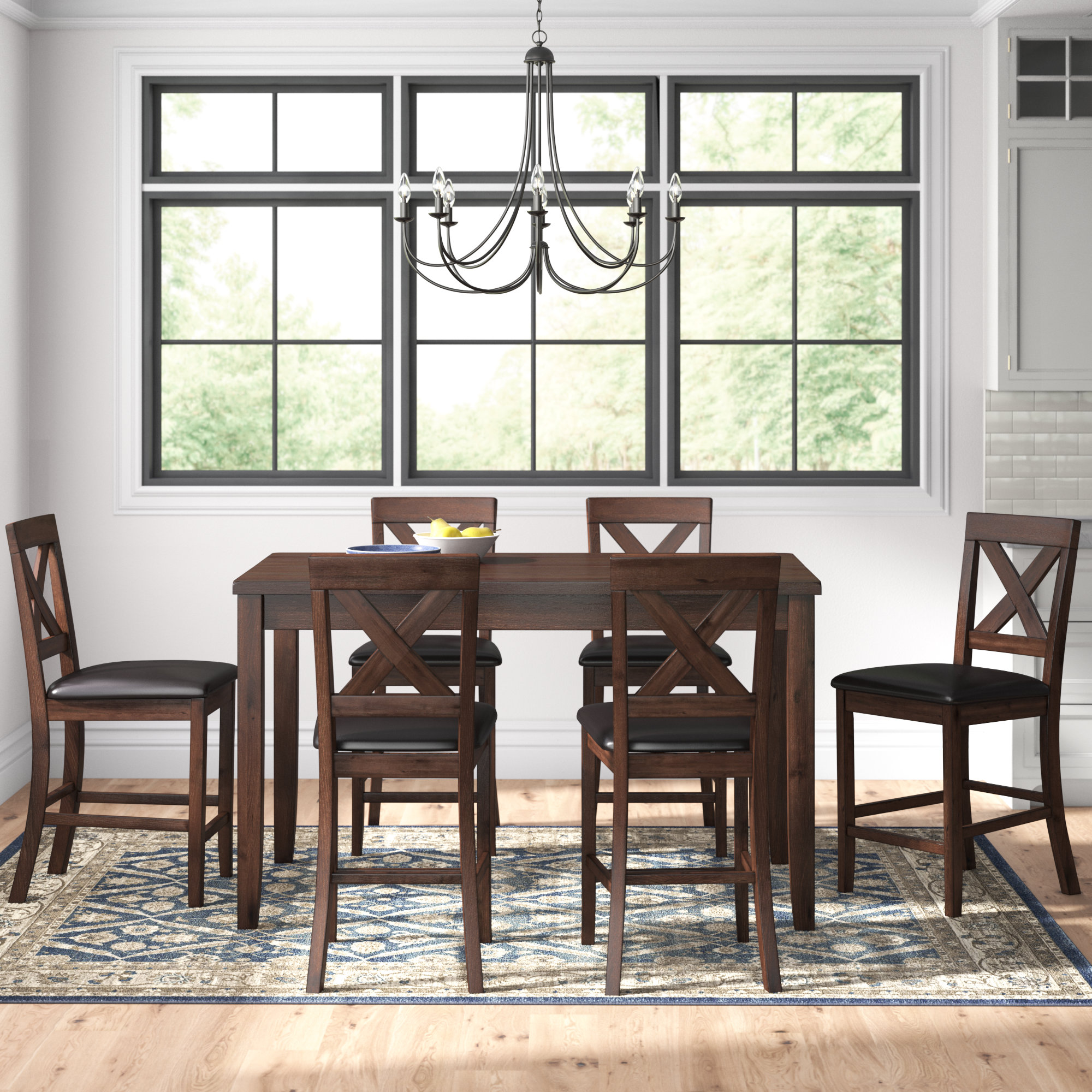 Three Posts™ Lashbrook 6 - Person Counter Height Solid Wood Dining Set ...