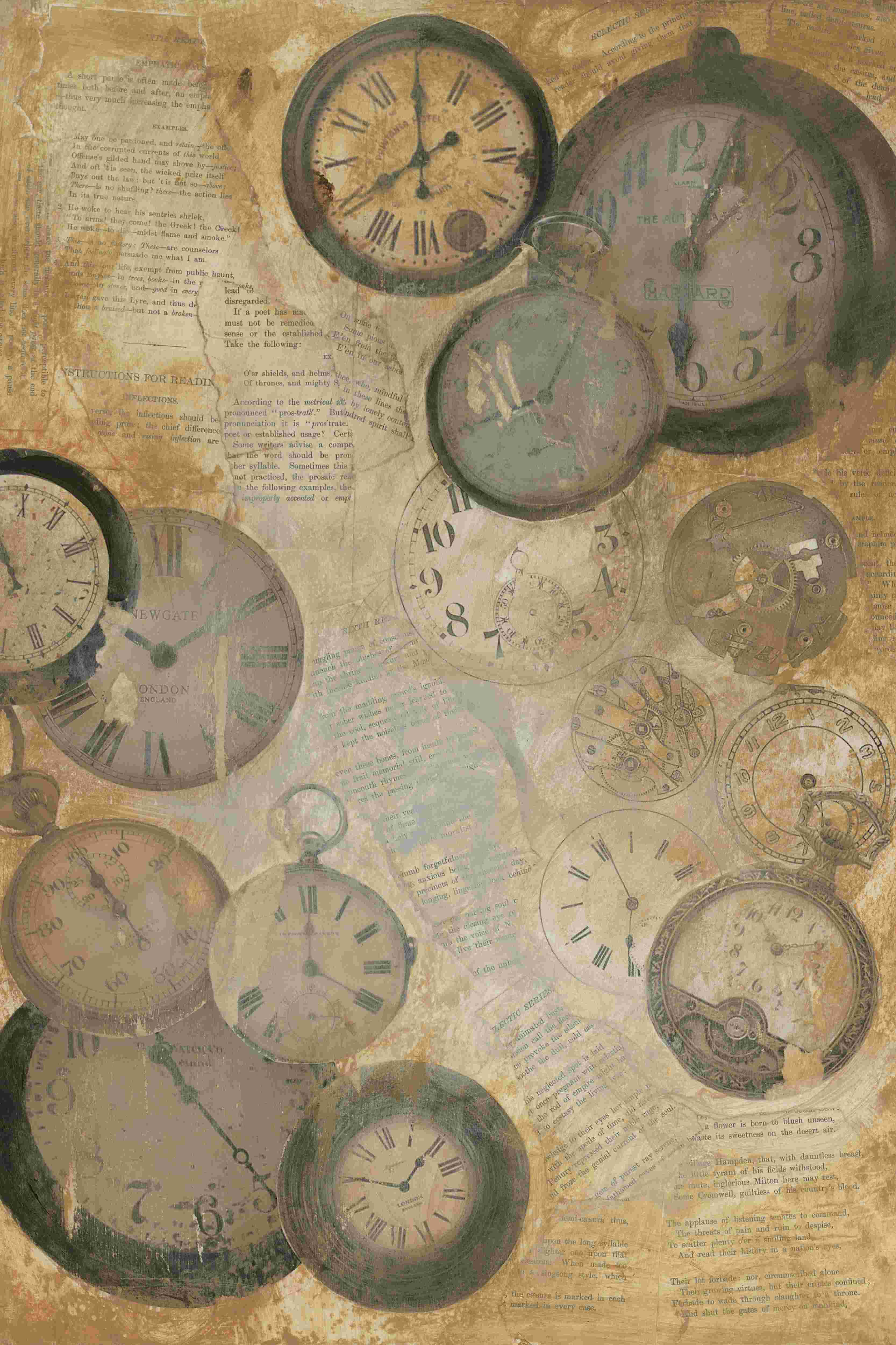 Winston Porter Vintage Clocks Painting - Wrapped Canvas Print | Wayfair