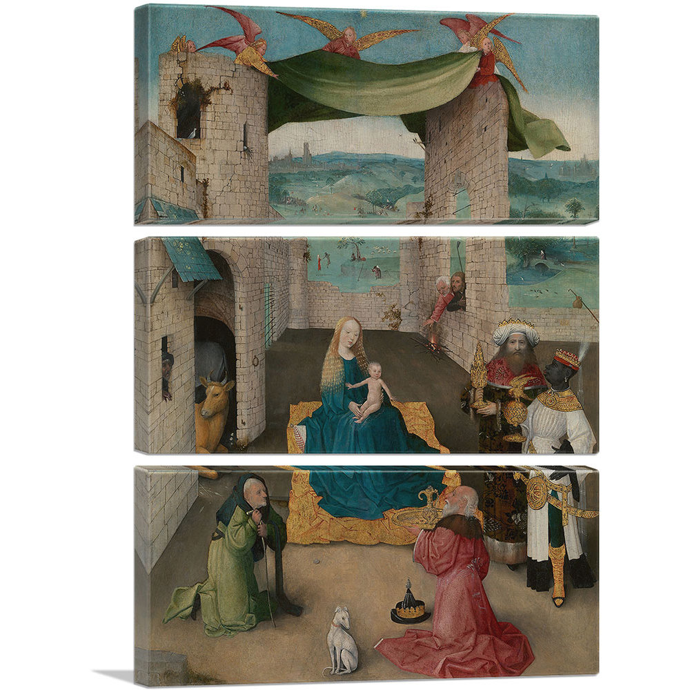 ARTCANVAS The Adoration Of The Magi 1475 by Hieronymus Bosch - 3 Piece Wrapped Canvas Painting ...