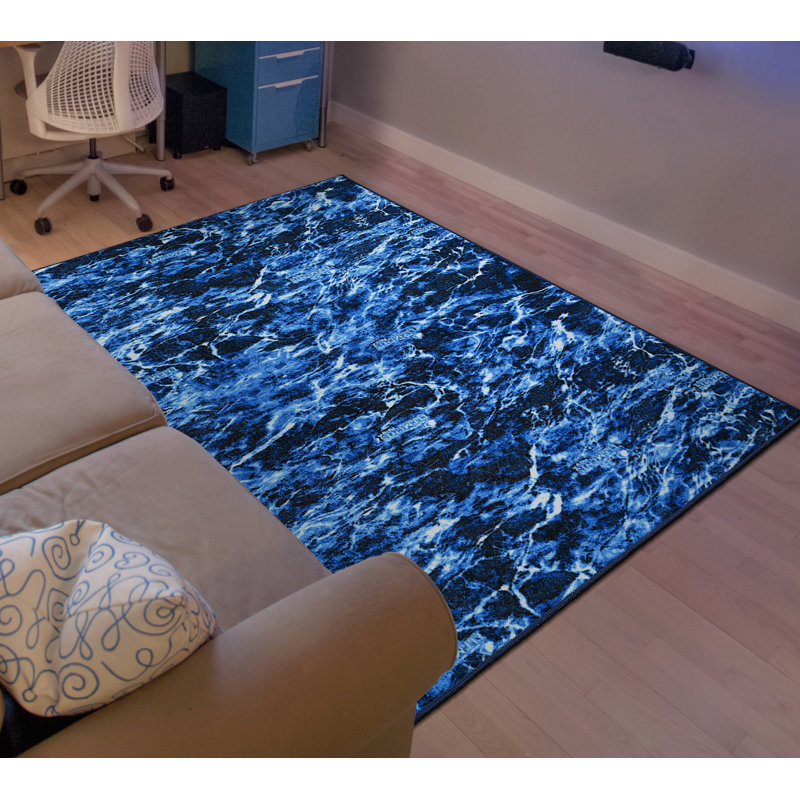 Mossy Oak Elements Aqua Camouflage Tufted Blue Area Rug | Wayfair