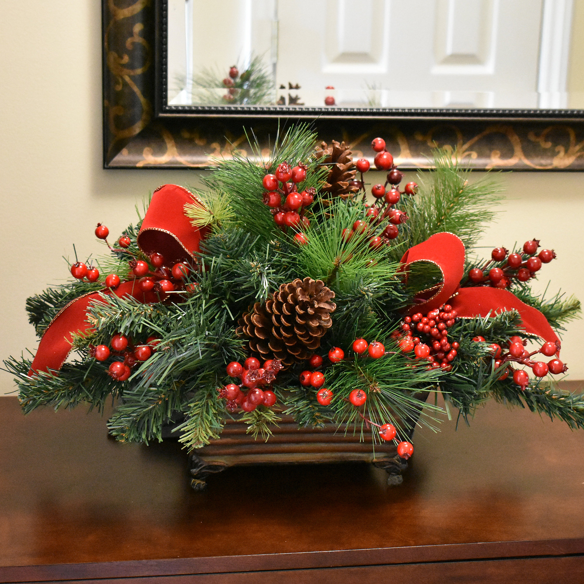 The Holiday Aisle® Mixed Centerpieces in Planter & Reviews | Wayfair