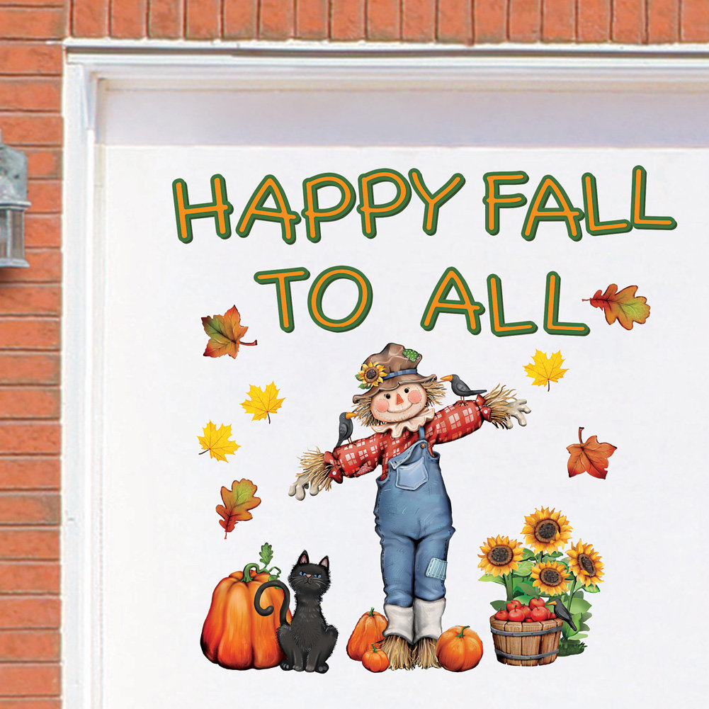 The Holiday Aisle® Happy Fall Scarecrow Wall Decal | Wayfair