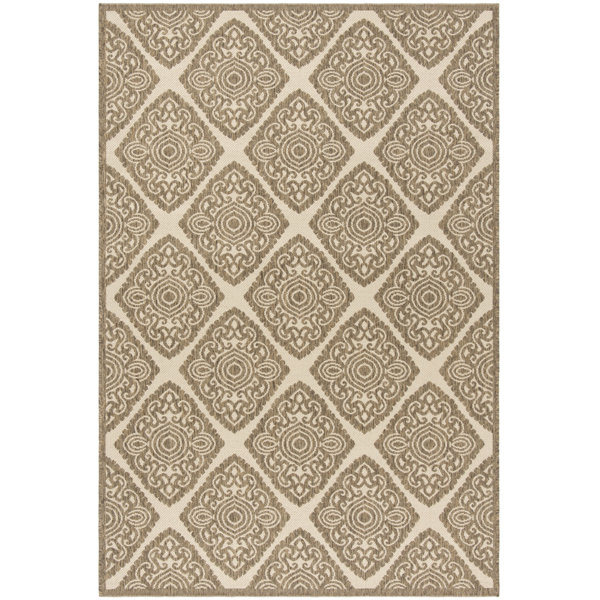 Bloomsbury Market Kirschner Looped/Hooked Beige Indoor/Outdoor Rug ...