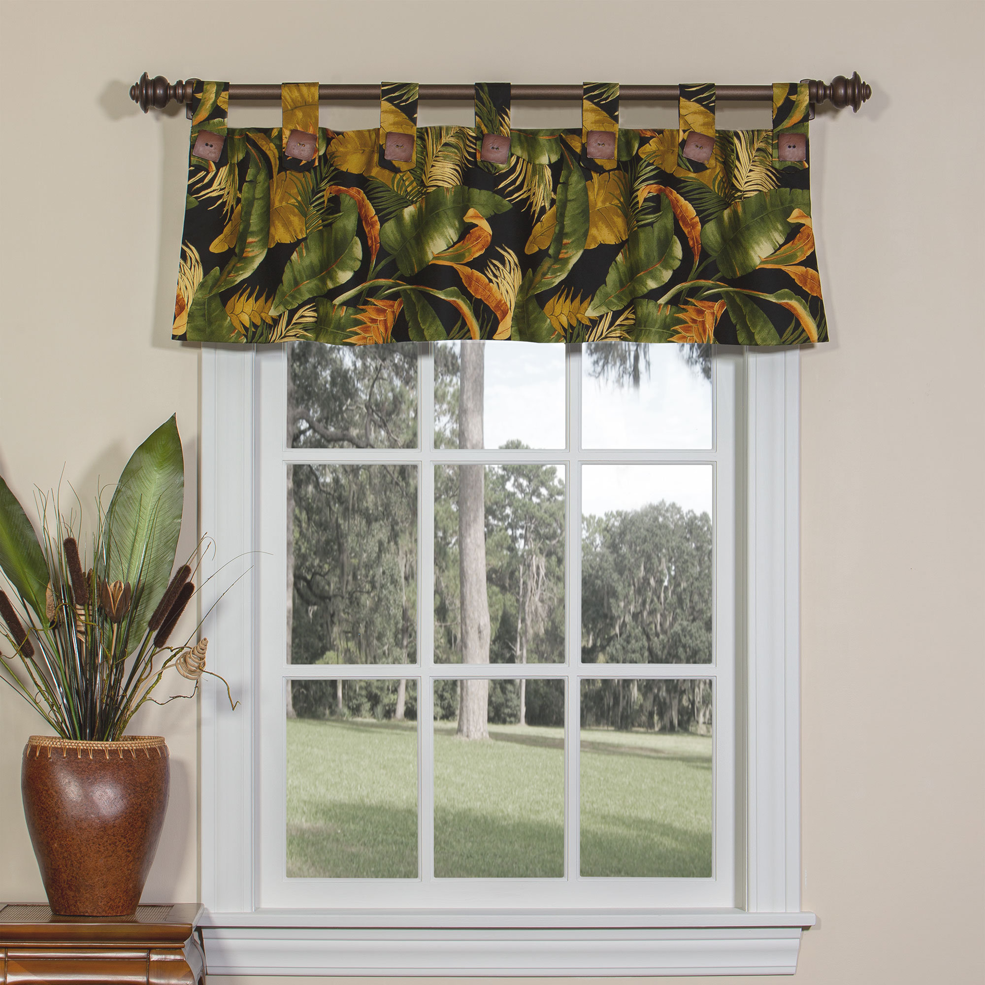 thomasville at home Floral Cotton Tailored 50'' Window Valance | Wayfair
