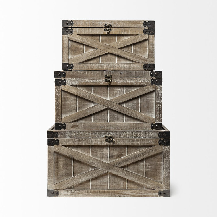HomeRoots 3 Piece Solid Wood Box Set | Wayfair
