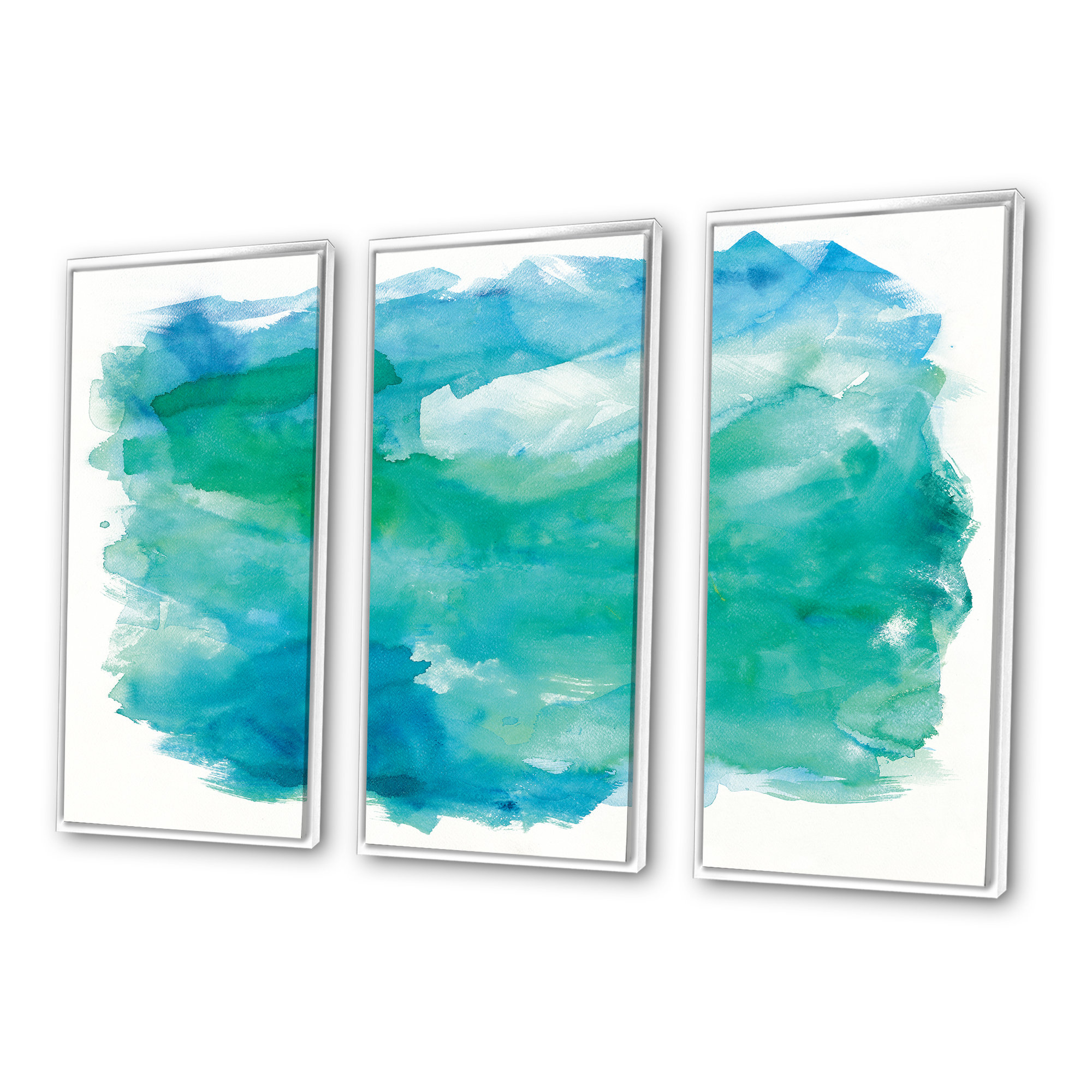 DesignArt Sea Glass - 3 Piece Floater Frame Painting Set on Canvas ...