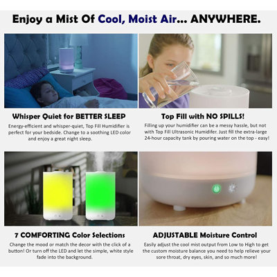 Bell + Howell Topfill Color Changing Humidifier and Aroma Diffuser 1 ...