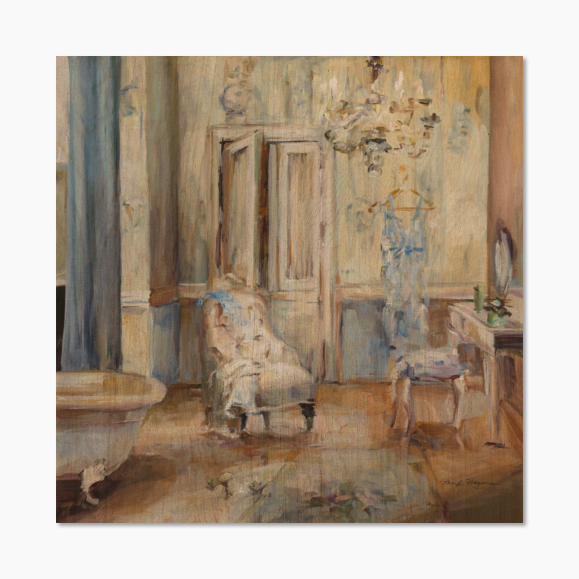 Alcott Hill® French Boudoir Bath I - Unframed Painting on Wood | Wayfair