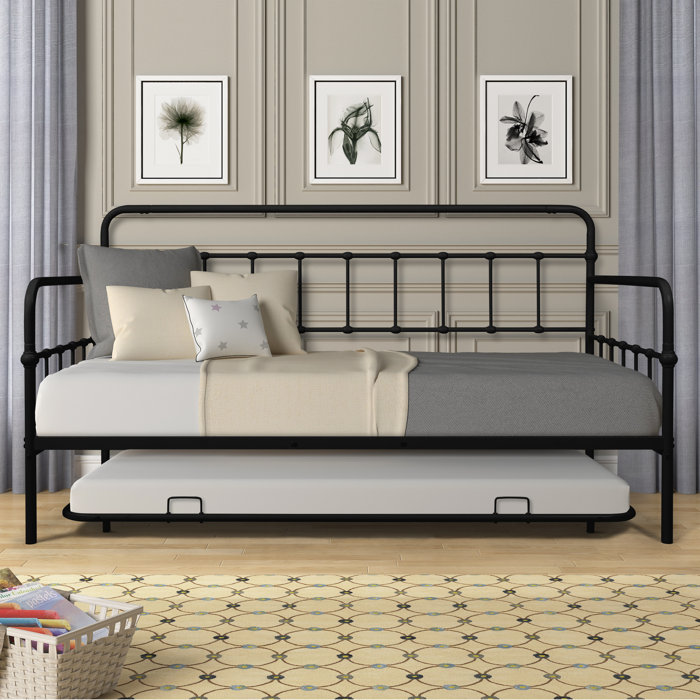 Red Barrel Studio® Extra-Long Twin Stainless Steel Daybed with Trundle ...