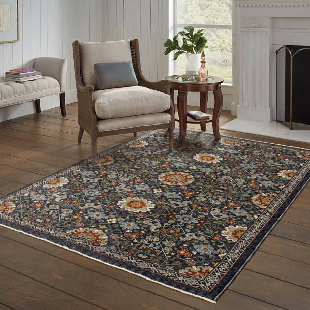 Langley Street Hovis Performance Blue/Brown Rug | Wayfair