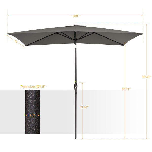 Arlmont & Co. Dopico 120'' x 84'' Rectangular Market Umbrella & Reviews ...