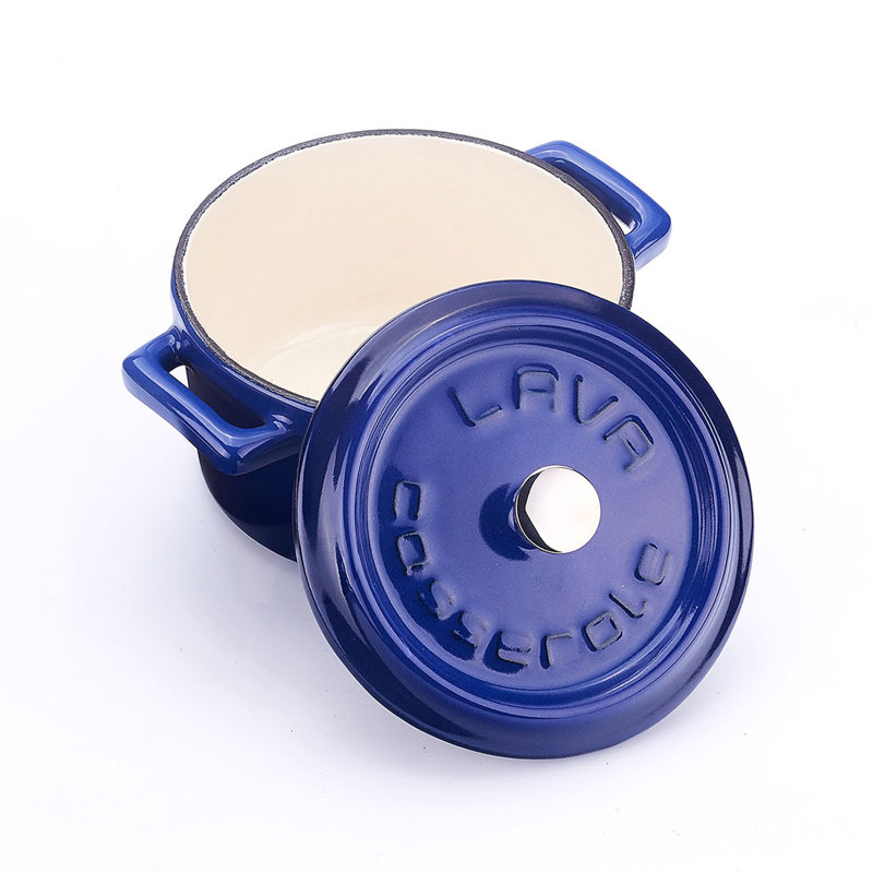 LAVA CAST IRON 0.37 Quarts qt. Non-Stick Enameled Cast Iron Round Dutch ...
