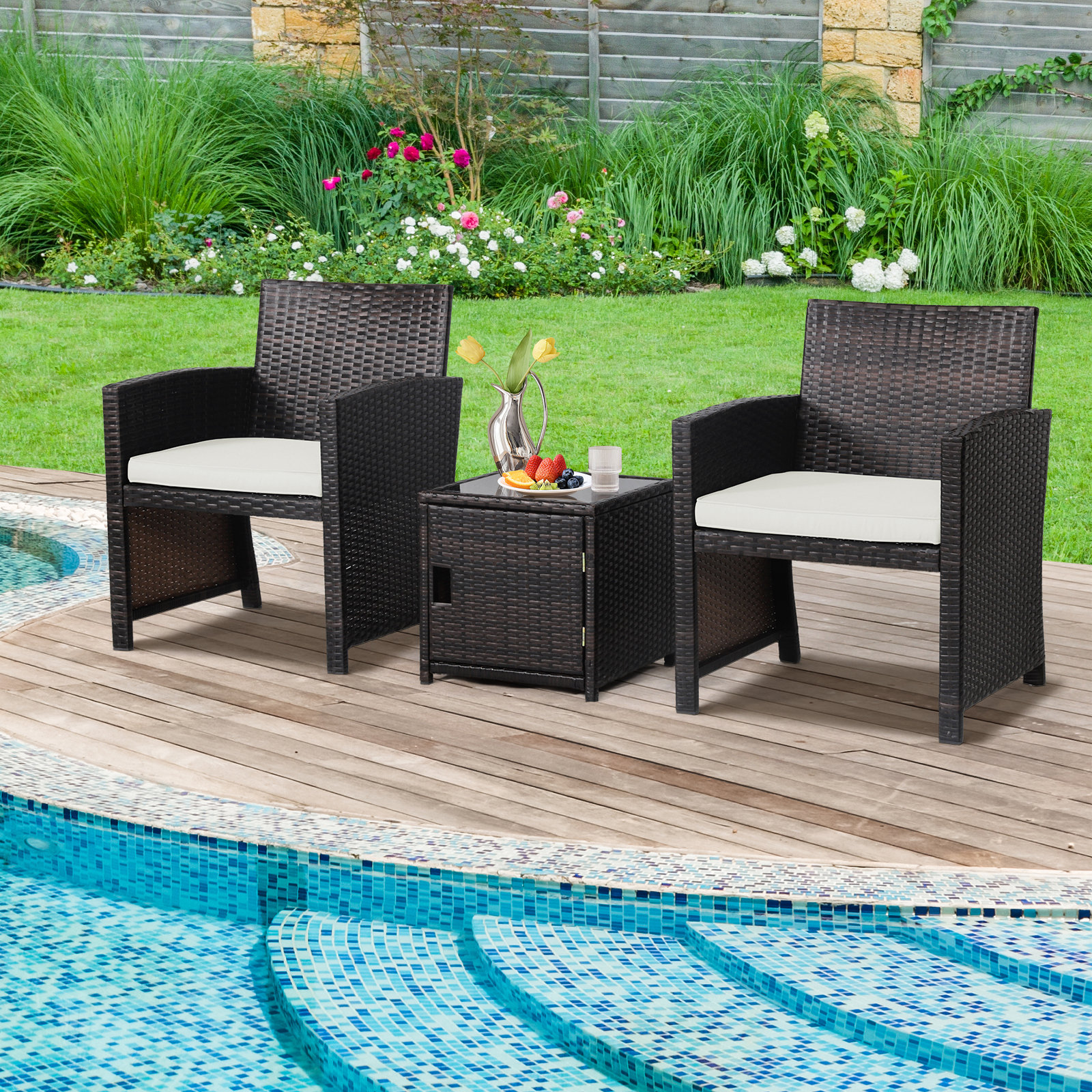Winston Porter Ele Polyethylene (PE) Wicker 2 - Person Seating Group ...