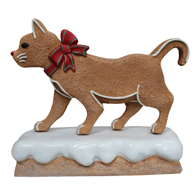 The Holiday Aisle® Gingerbread Cat Figurine | Wayfair