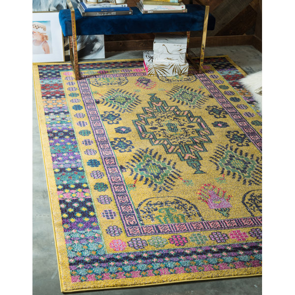 Langley Street Eddins Performance Gold/Blue/Green/Light Blue/Purple Rug ...