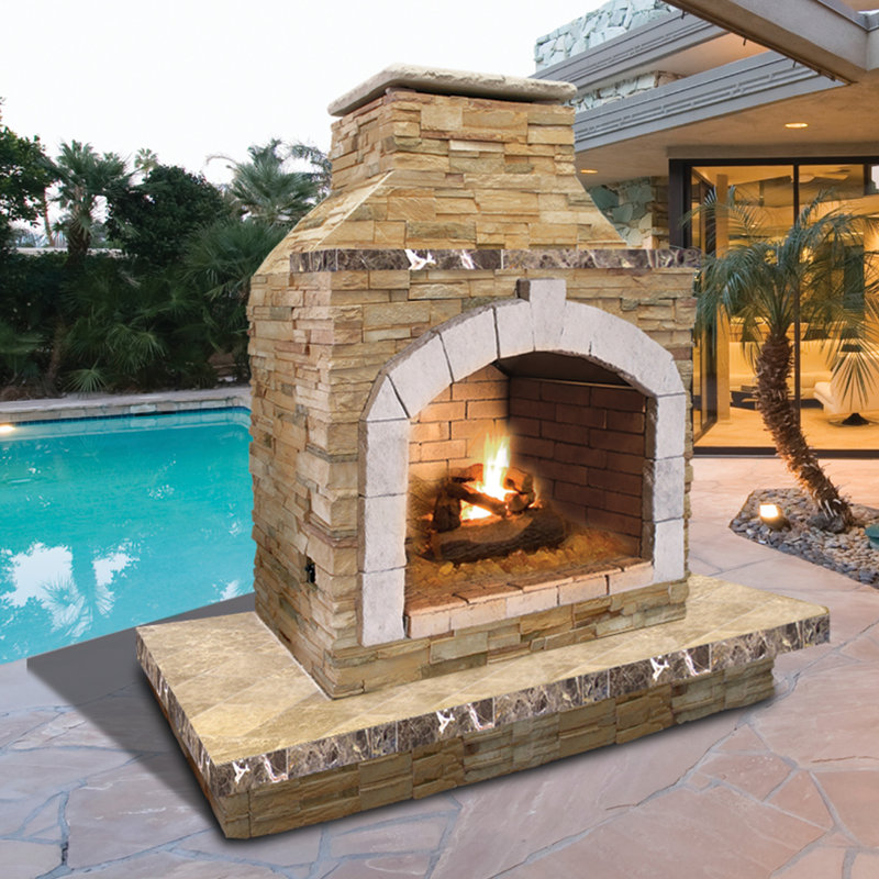 Cal Flame 78'' H Propane Outdoor Fireplace | Wayfair