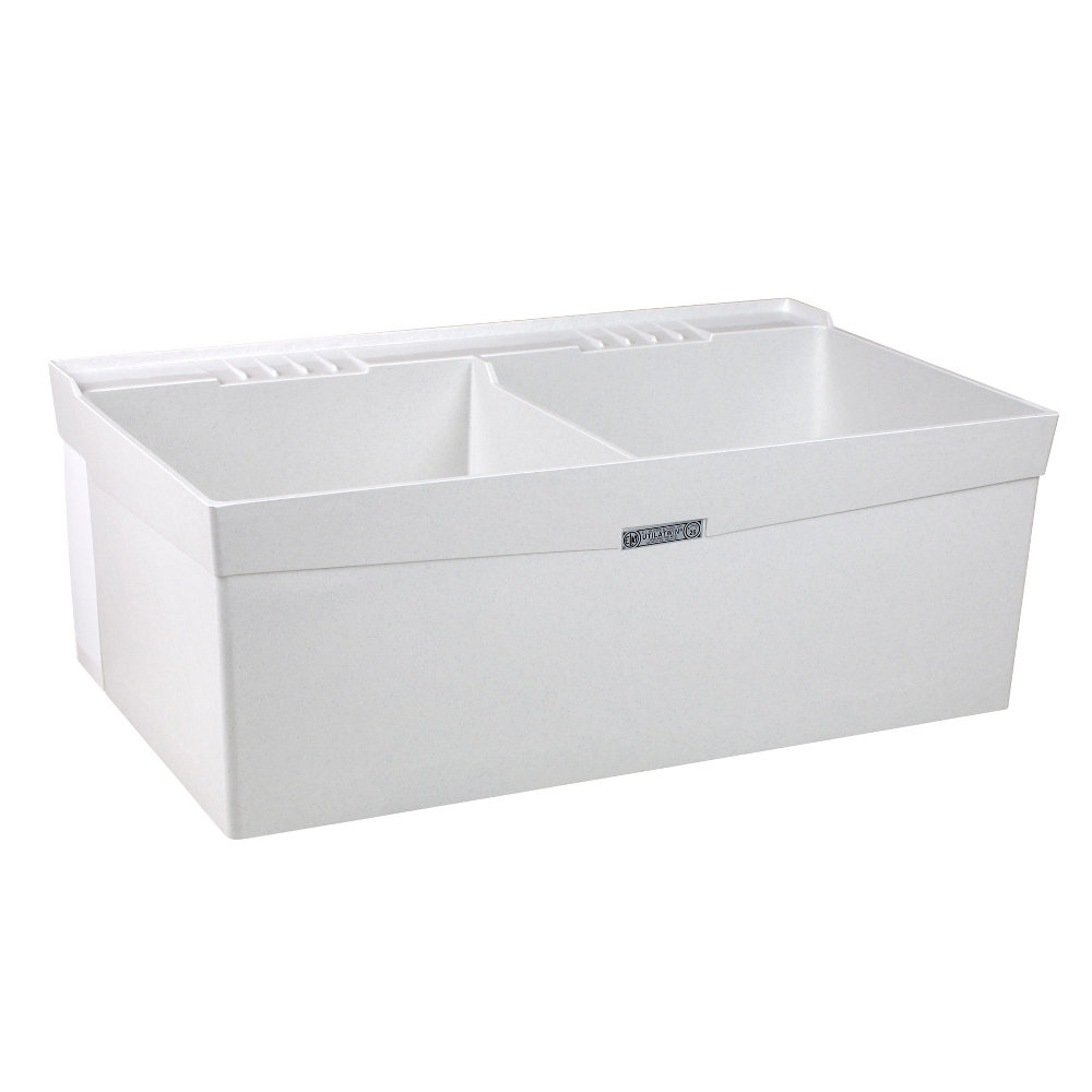 Home Freestanding White Laundry Room Big Tub Sink Utility Bowl Wash ...