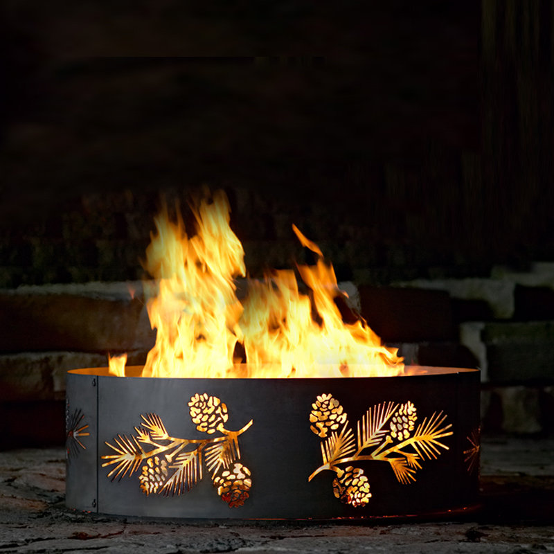 Millwood Pines Jeter 12'' H Steel Wood Burning Outdoor Fire Ring ...