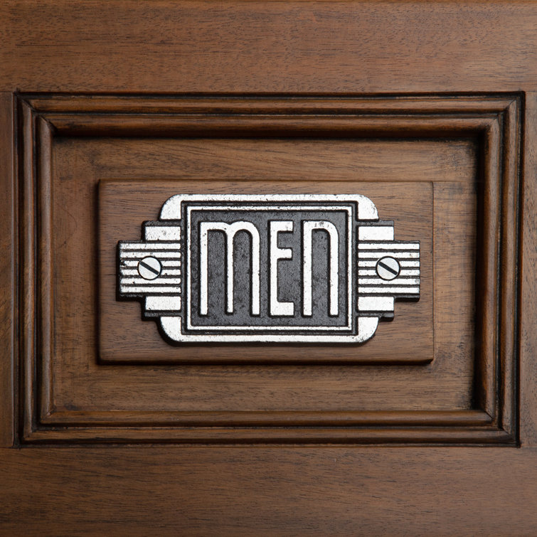 Design Toscano Streamlined Art Deco Cast Iron Men's Room Door Sign ...