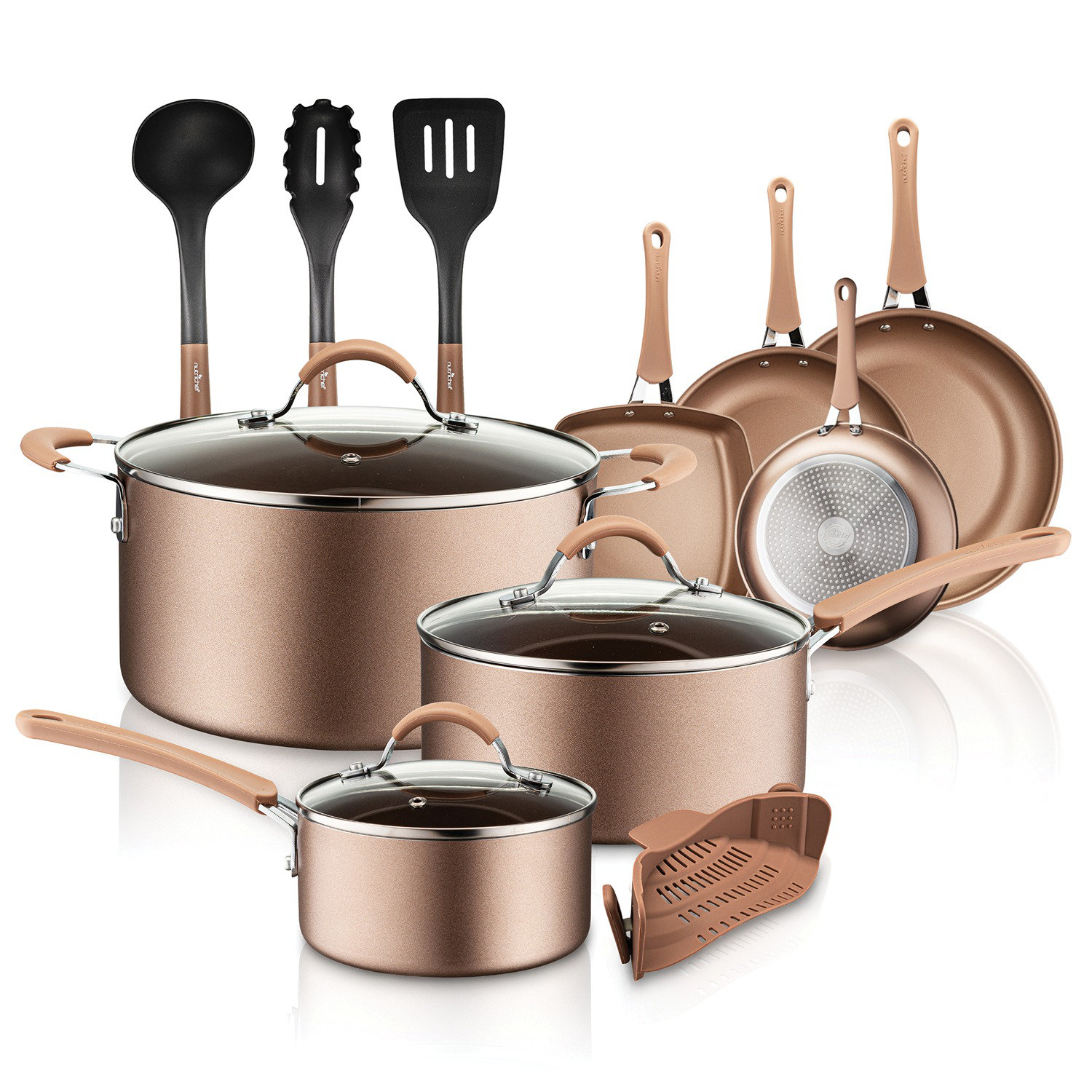 NutriChef 14 Piece Aluminum Non Stick Cookware Set & Reviews | Wayfair