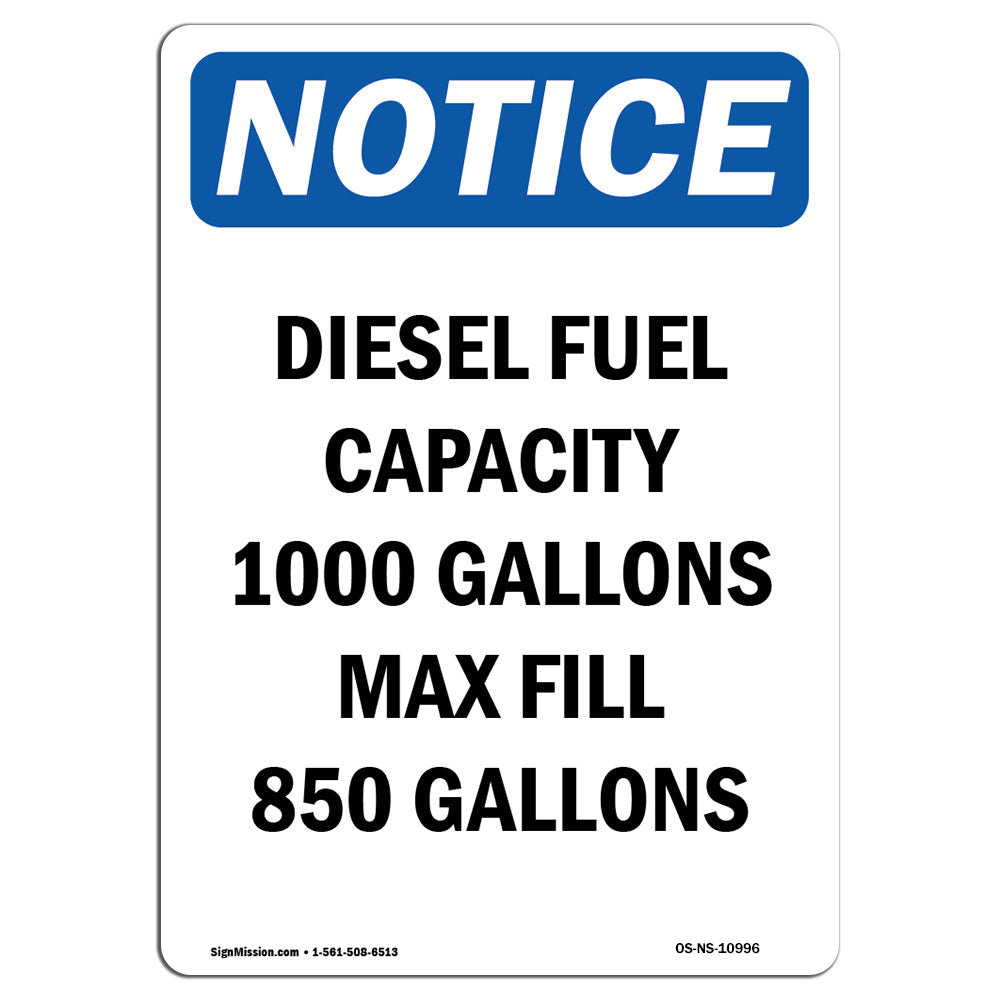 SignMission Diesel Fuel Capacity 1000 Gallons Sign | Wayfair